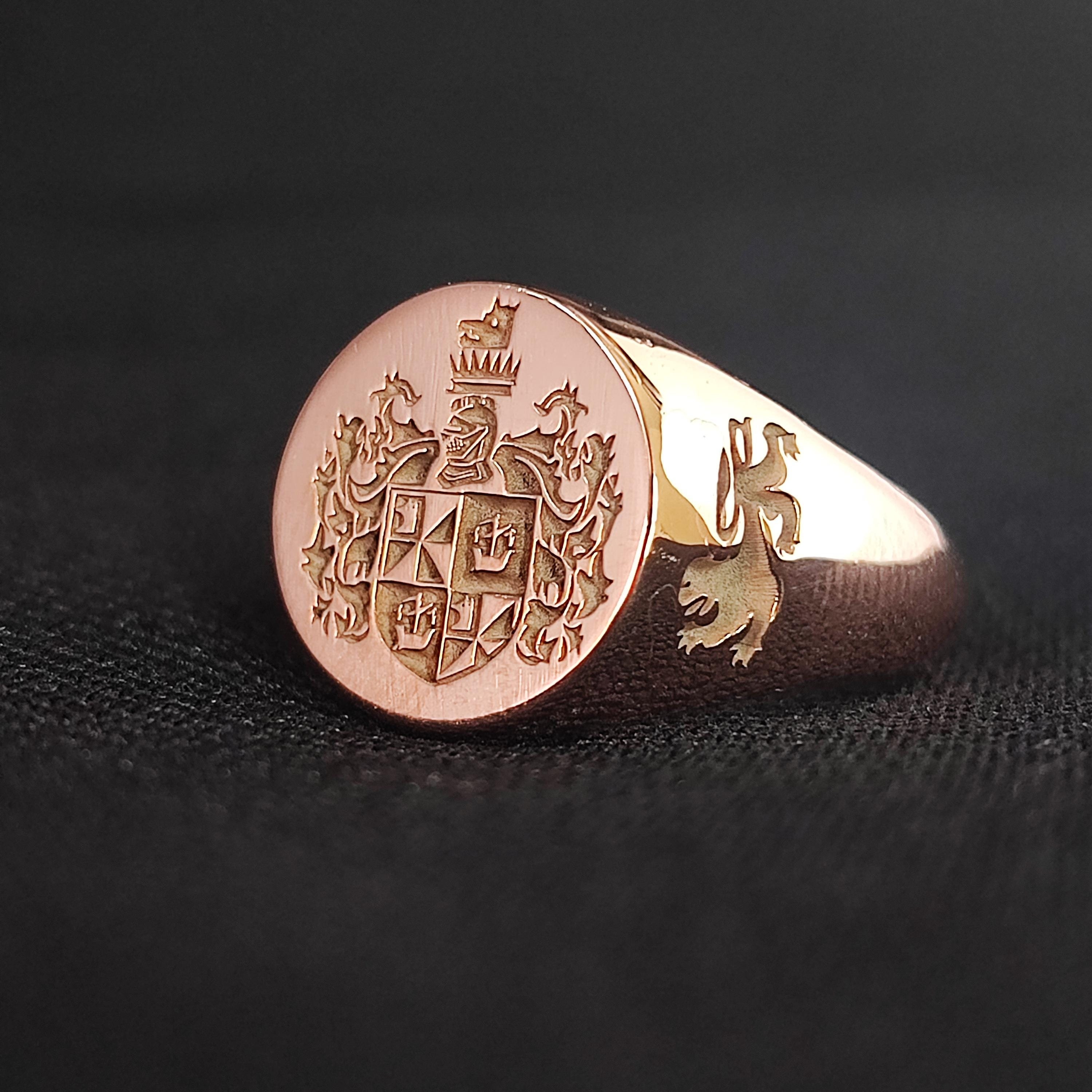 Custom Engraved Rings, Custom Signet Ring, Engraved Signet Ring, Engraved Rings for Men, Mens ...