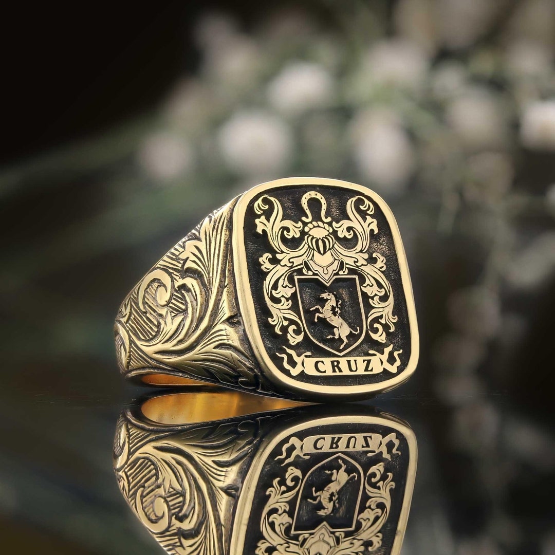 Handcrafted Custom Crest Rings, Unique Family Logo Rings, Engraved ...