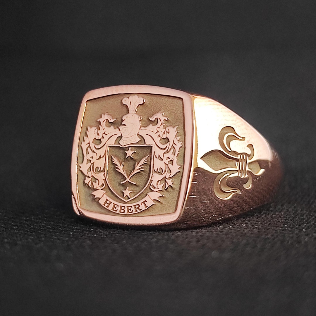 Custom Engraved Rings, Custom Signet Ring, Family Crest Ring, Engraved ...