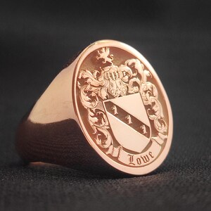Traditional Family Crest Signet Ring, Gold Men Signet Ring ...