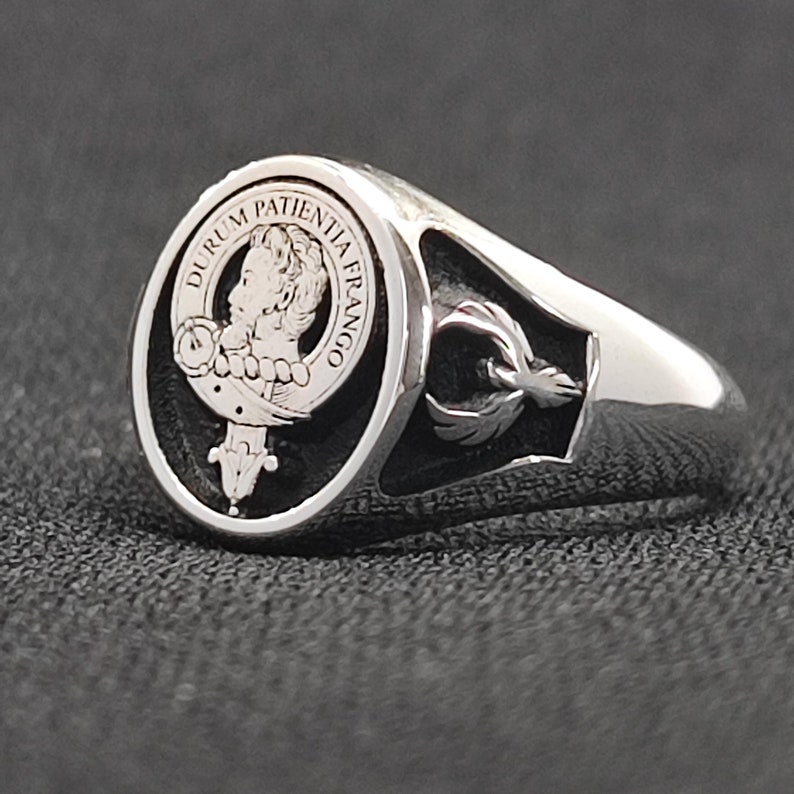 Personalized Custom Family Crest Signet Statement Silver Ring for Men ...
