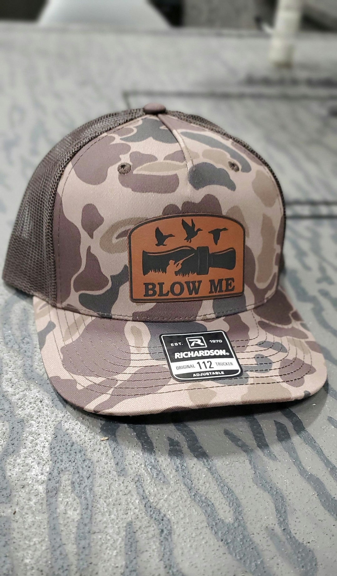 Duck Hunting Hat Leather Patch Richardson 112 Blow Me Calls - Etsy