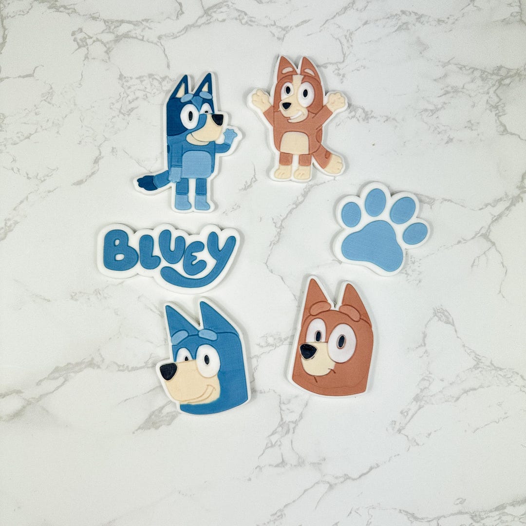Bluey Style Cookie Cutter + Acrylic Stamp Set – | 6-piece Set | Approx ...