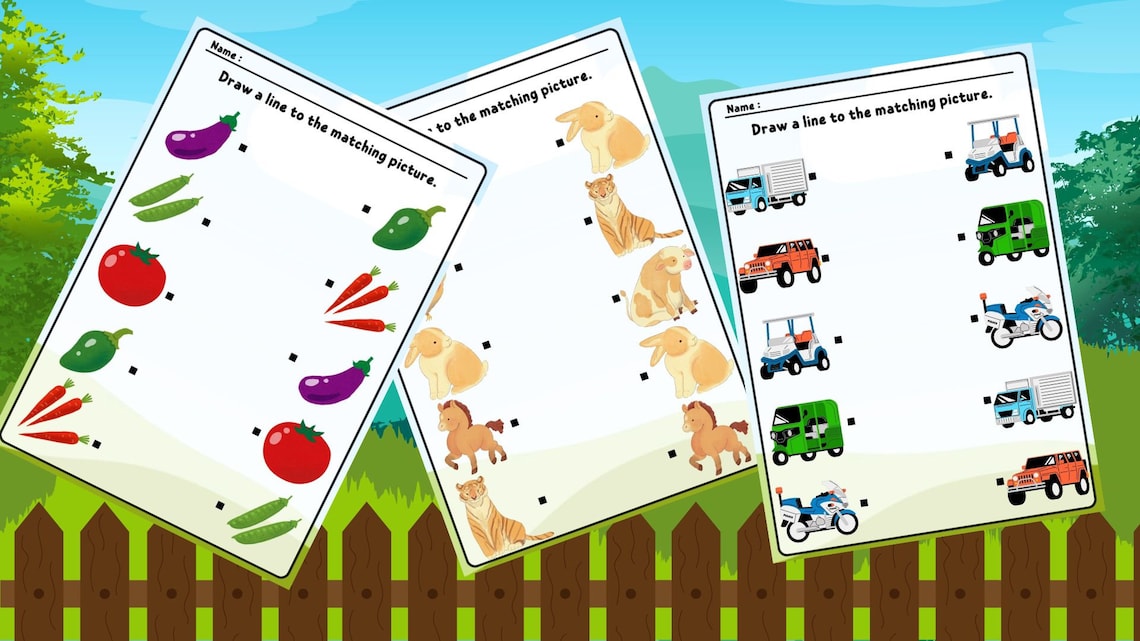 Fun Matching Picture Worksheets for Kids – Educational Activity Book ...