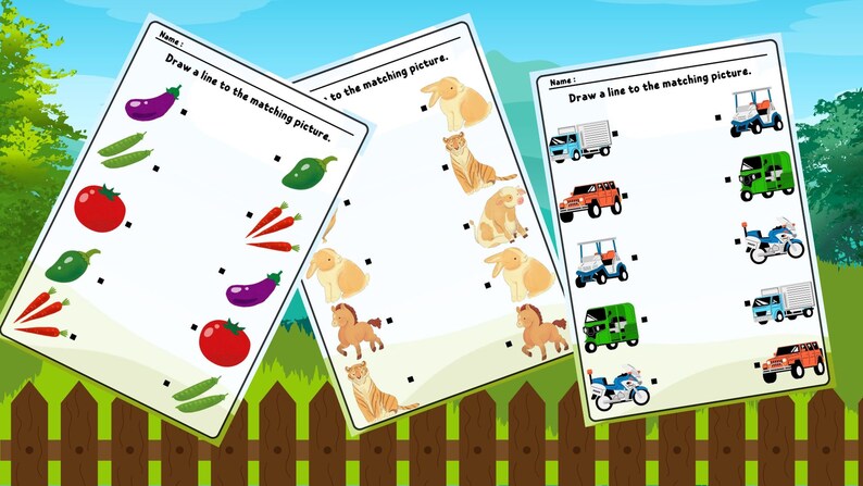 Fun Matching Picture Worksheets for Kids – Educational Activity Book ...