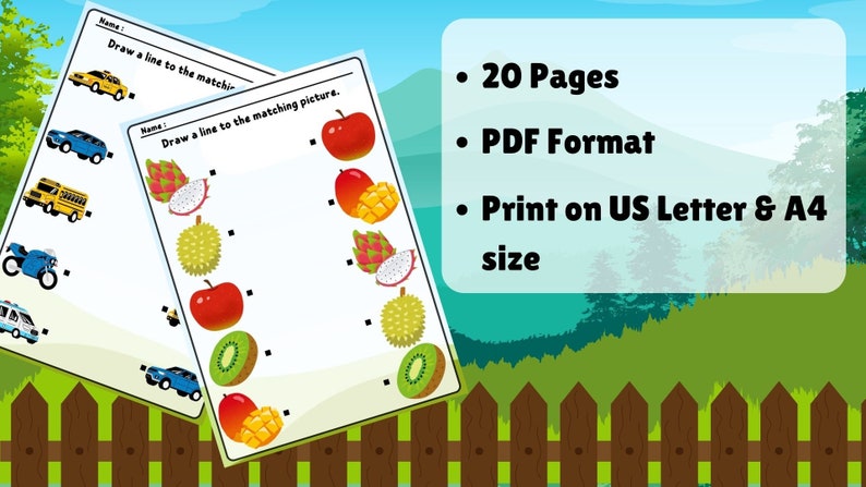 Fun Matching Picture Worksheets for Kids – Educational Activity Book ...