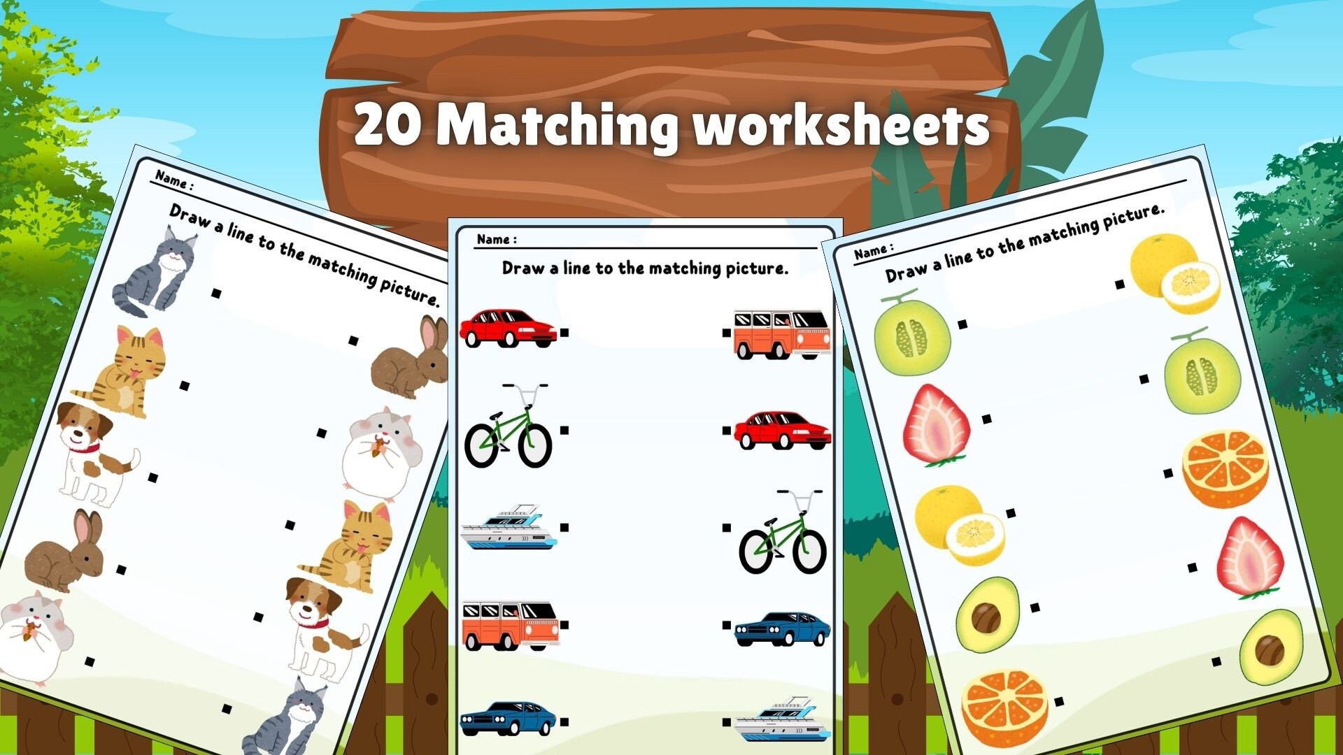 Fun Matching Picture Worksheets for Kids – Educational Activity Book ...