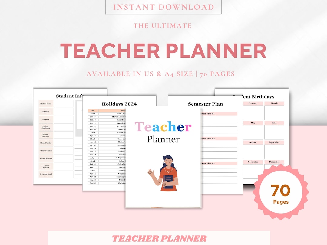 Teacher Planner | Editable Canva Template | Organize Lessons, Track ...