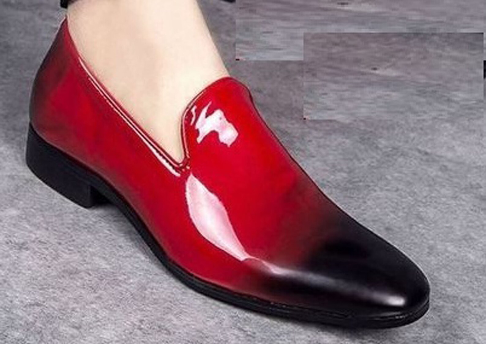 Handmade Ox Blood Color Original Calf Leather Black Shaded Stylish Slip ...
