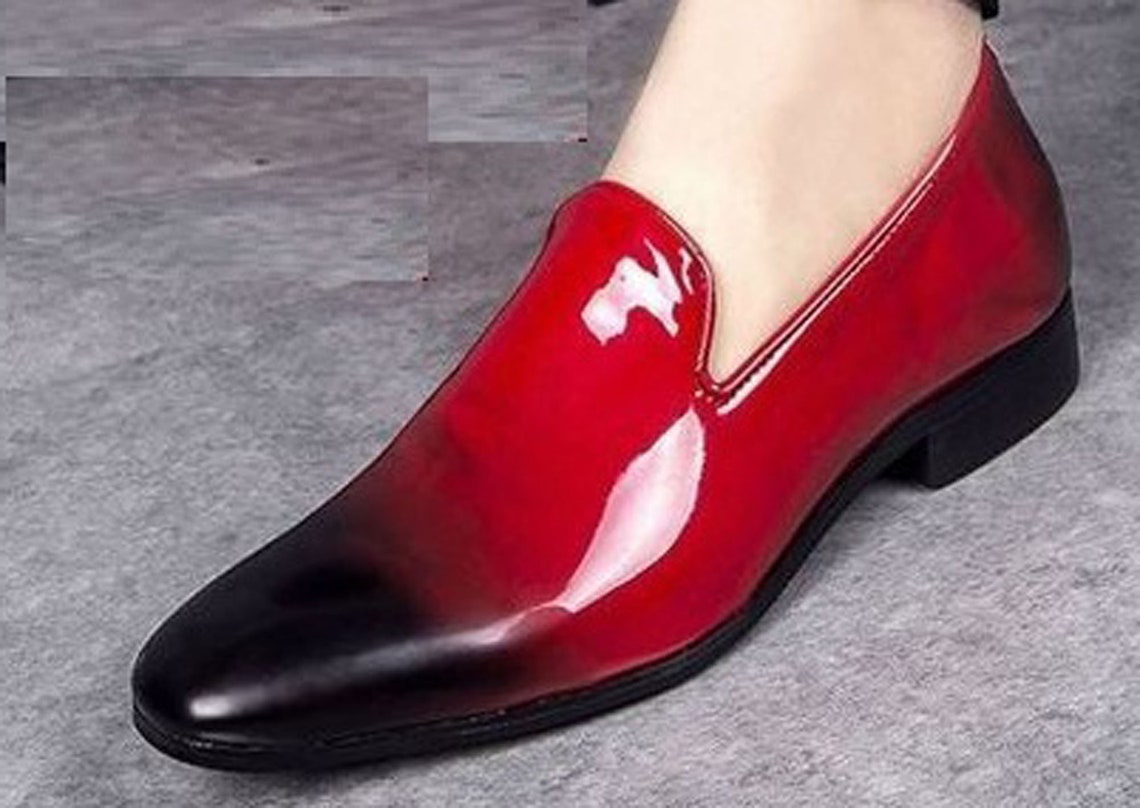 Handmade Ox Blood Color Original Calf Leather Black Shaded Stylish Slip ...