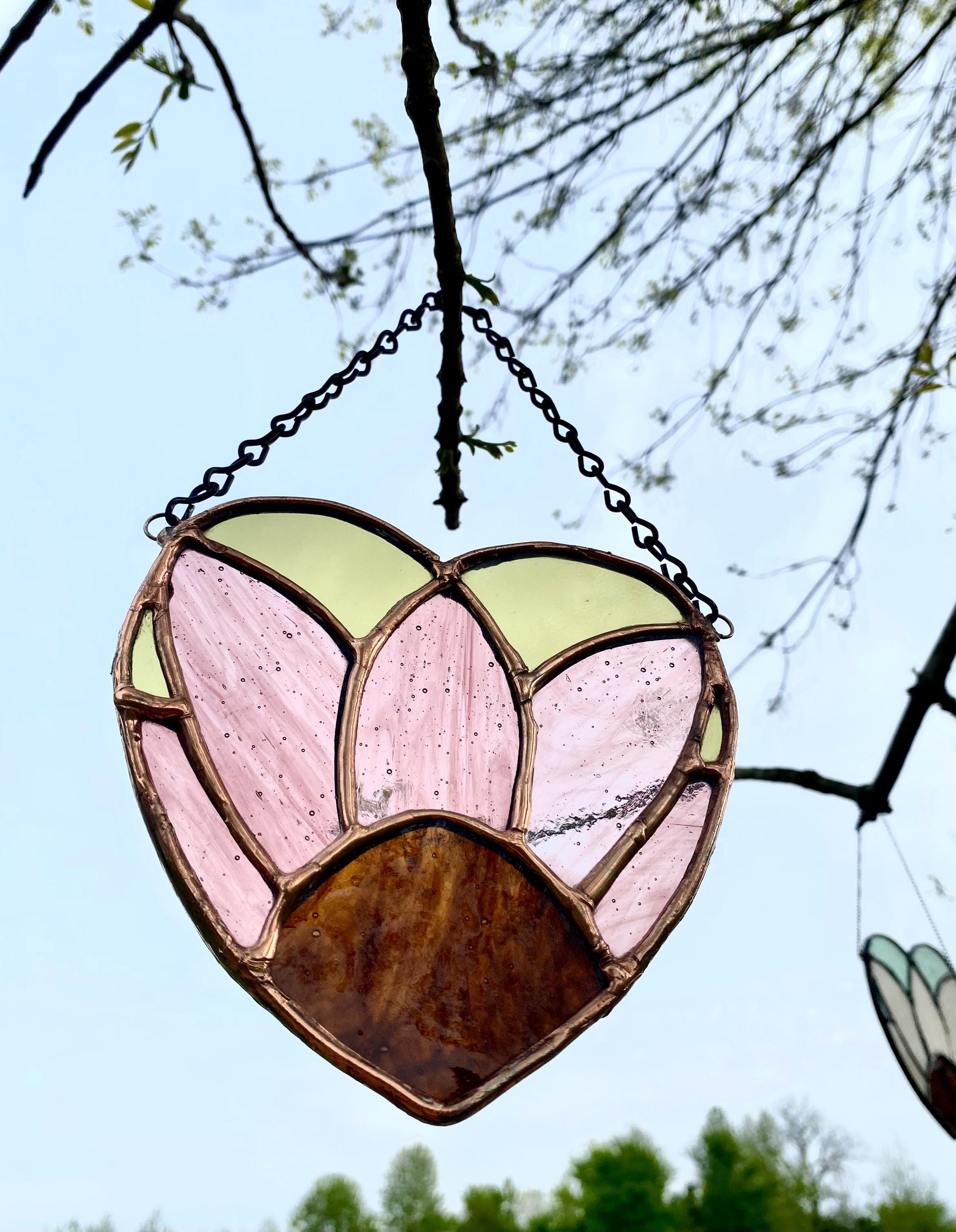 Stained Glass Heart Flower Pattern Stained Glass Sun Catcher Pattern ...