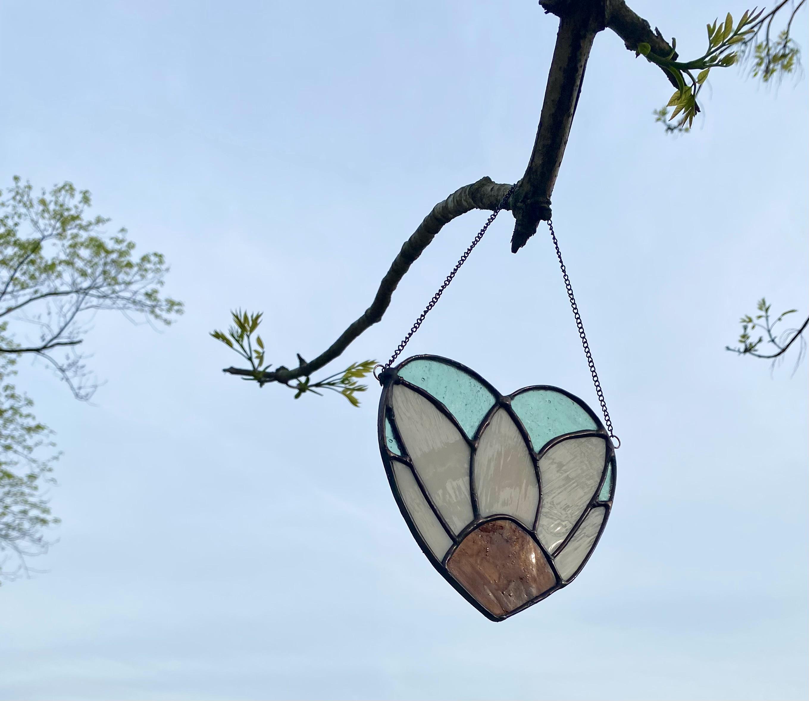 Stained Glass Heart Flower Pattern Stained Glass Sun Catcher Pattern ...