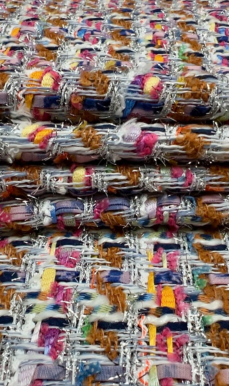 Multicolor Metallic Silver Chenille Tweed Bouclé Fabric 58" Wide - Etsy