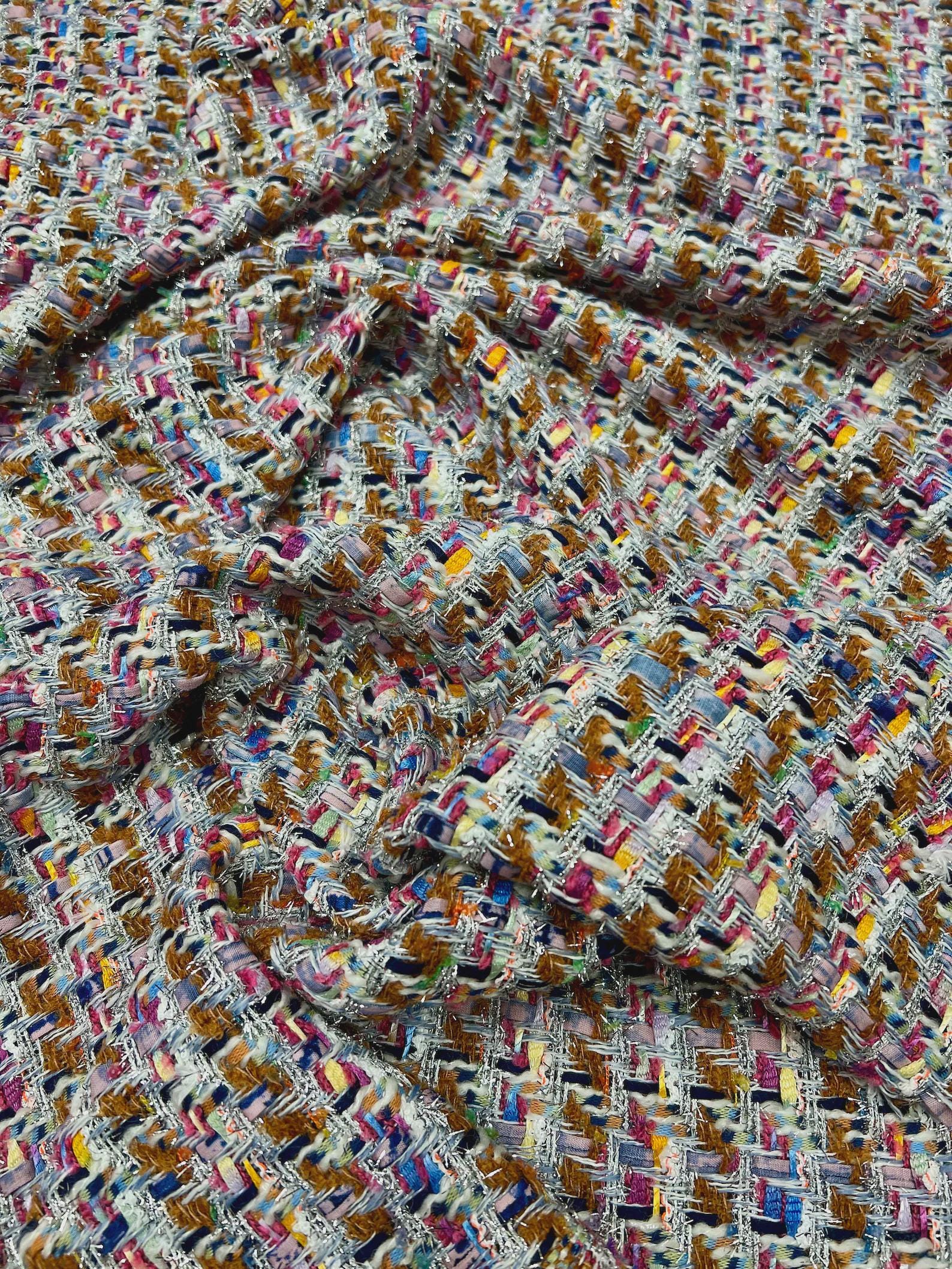 Multicolor Metallic Silver Chenille Tweed Bouclé Fabric 58" Wide - Etsy