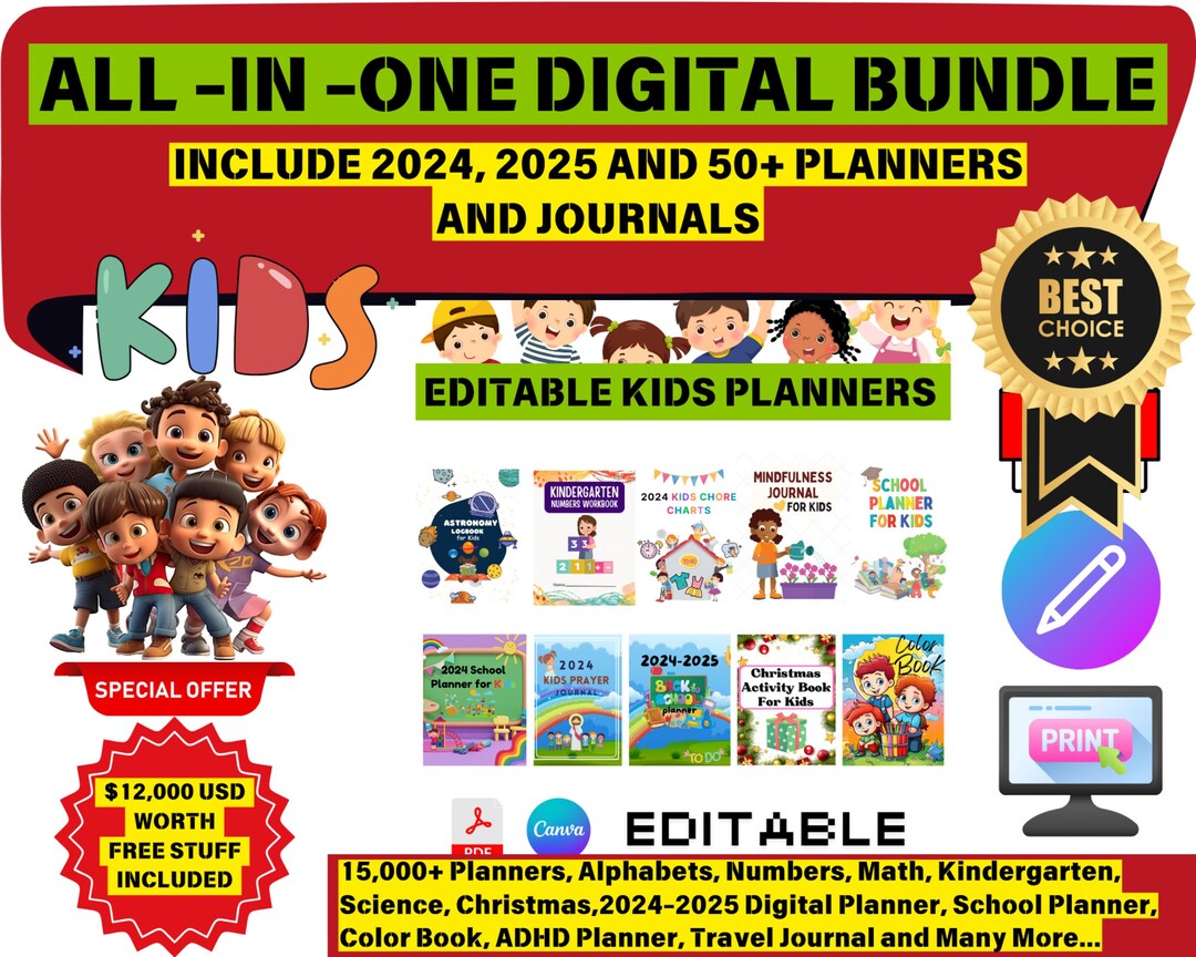 Ultimate Kids Digital Planner Bundle Back to School Planner Puzzles ...