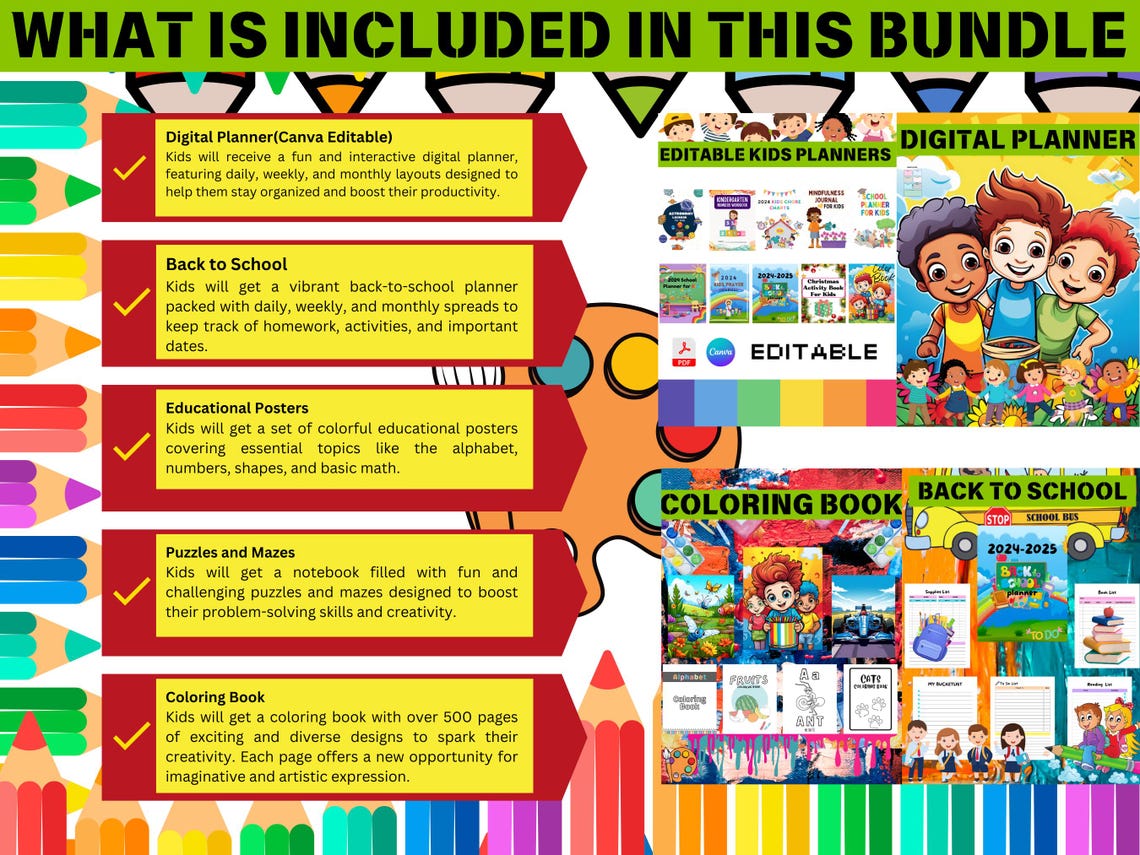 Ultimate Kids Digital Planner Bundle Back to School Planner Puzzles ...