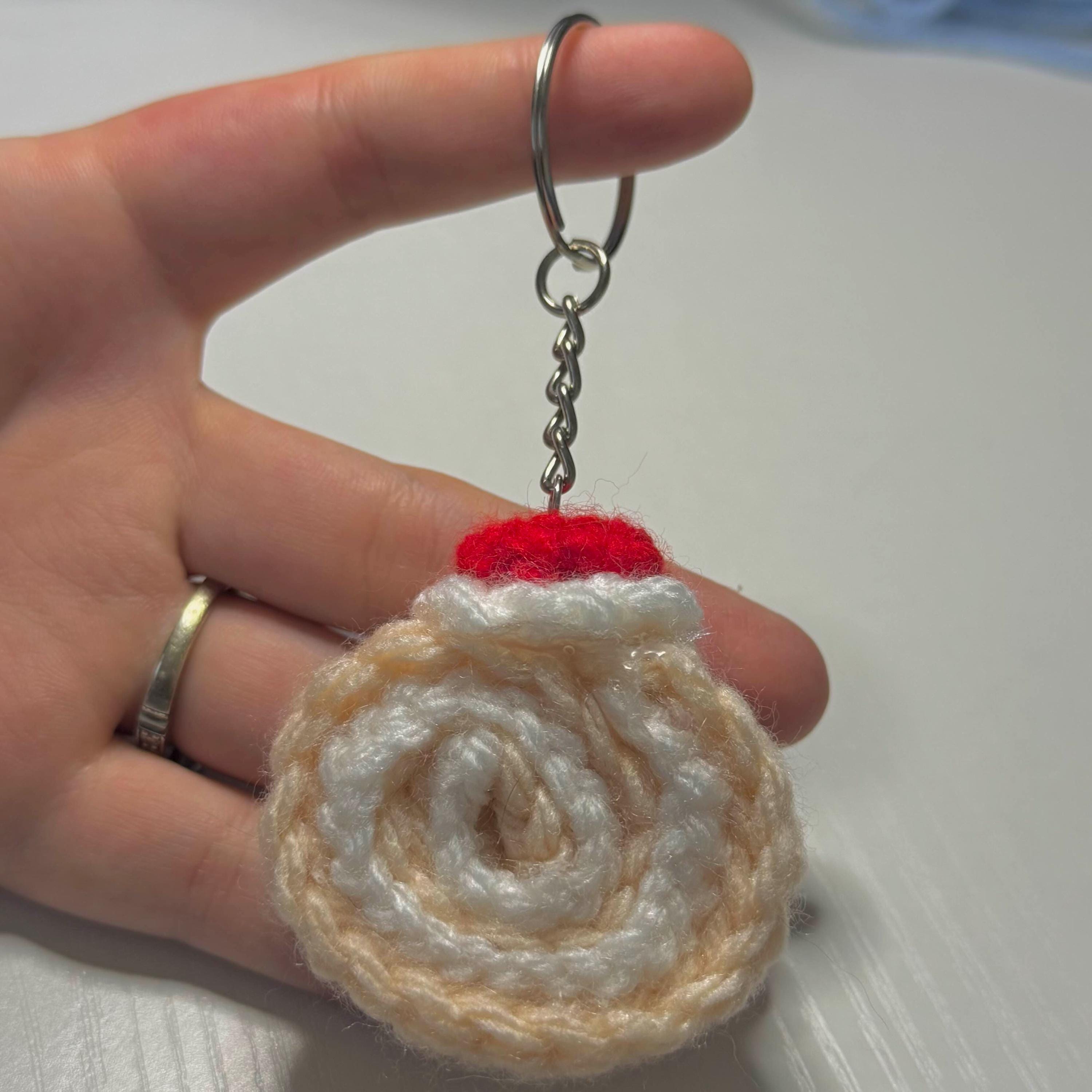 Crochet Swiss Roll Cake Keychain – Kawaii Dessert Charm – Pastel ...