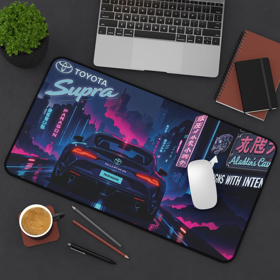 Mouse Pad, Toyota Supra Cyberpunk Anime Illustration, Desk Mat, Gaming ...