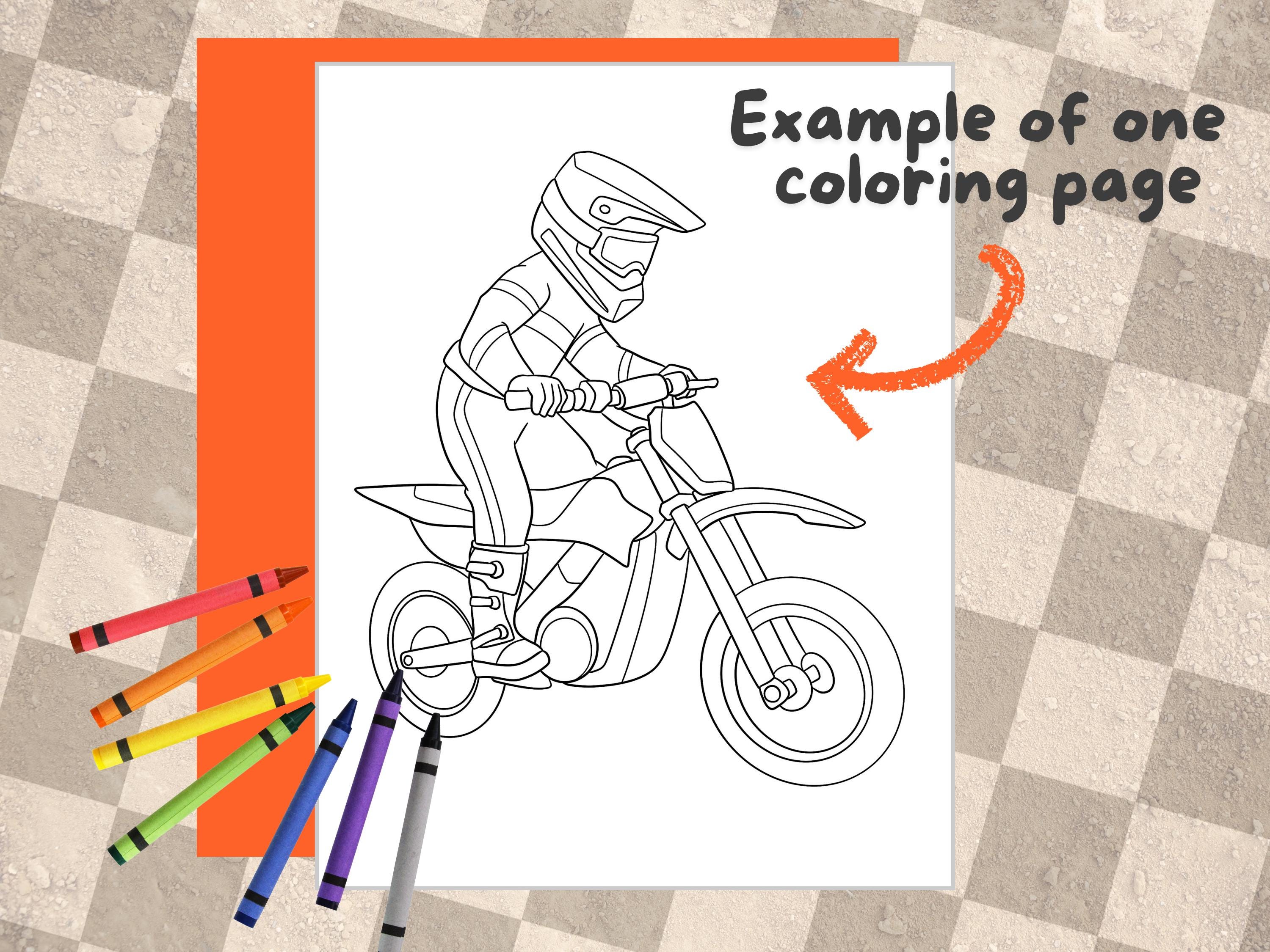Dirt Bike Coloring Pages for Kids | Instant Download | Motocross ...