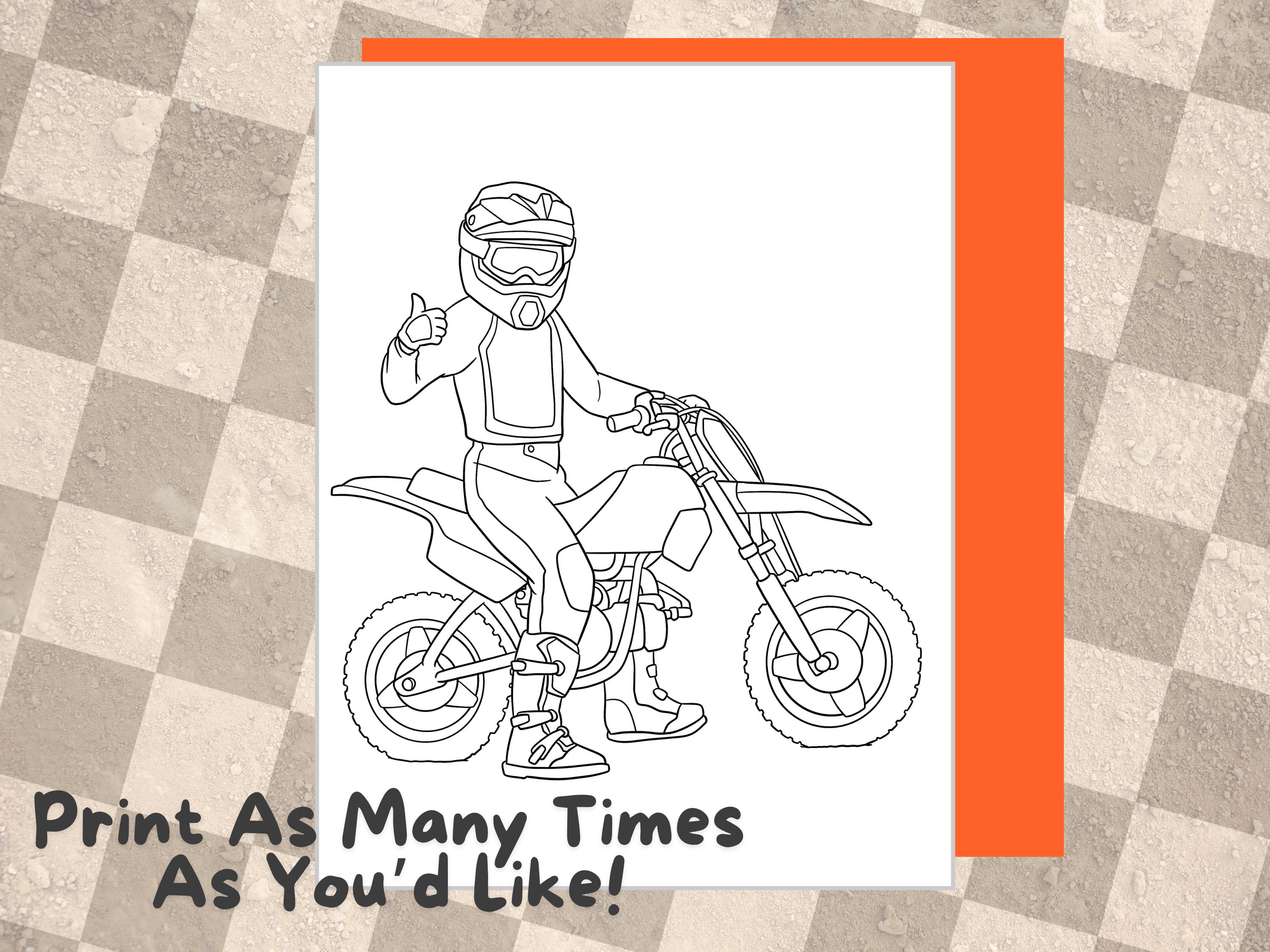 Dirt Bike Coloring Pages for Kids | Instant Download | Motocross ...