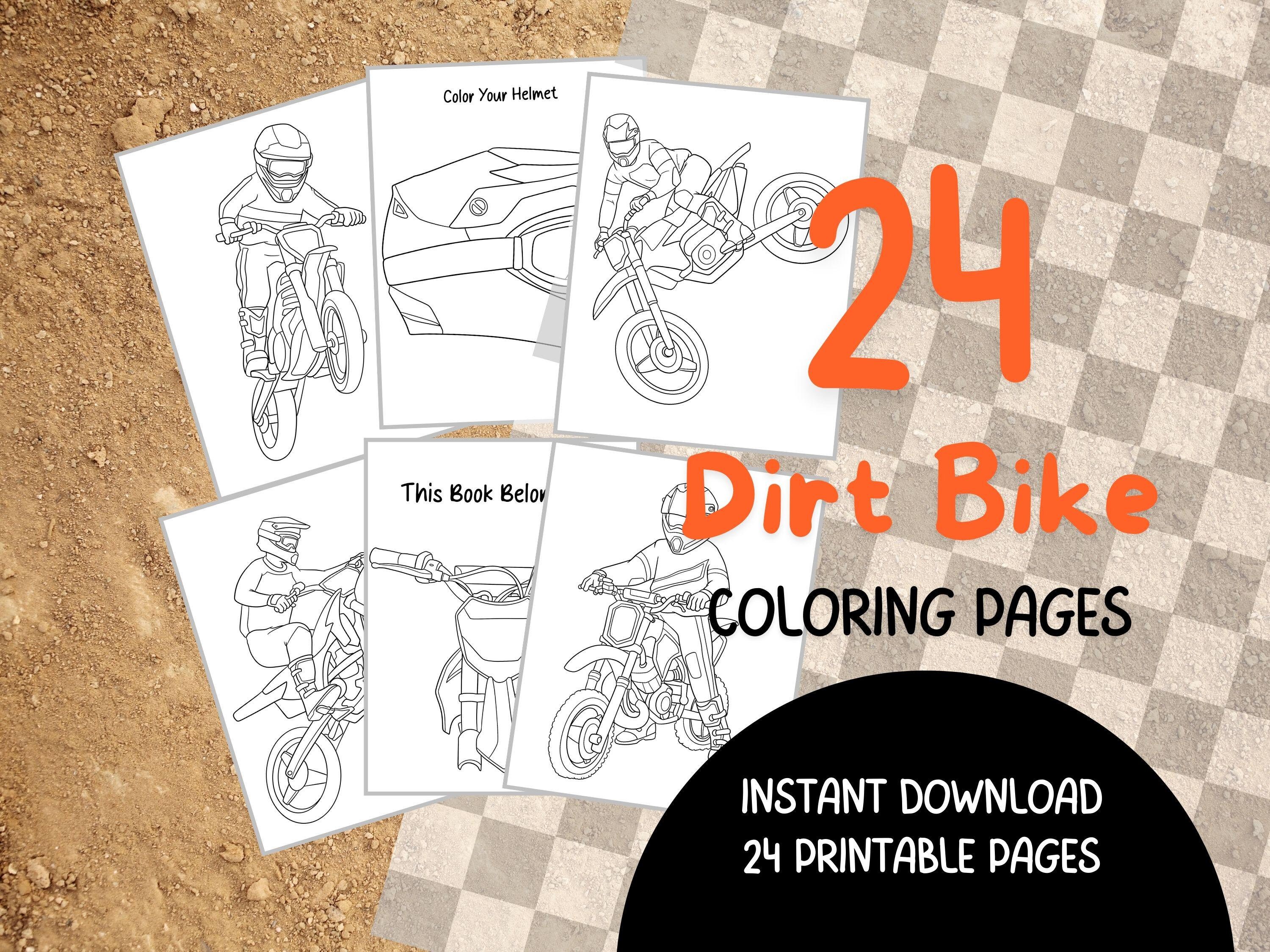 Dirt Bike Coloring Pages for Kids | Instant Download | Motocross ...