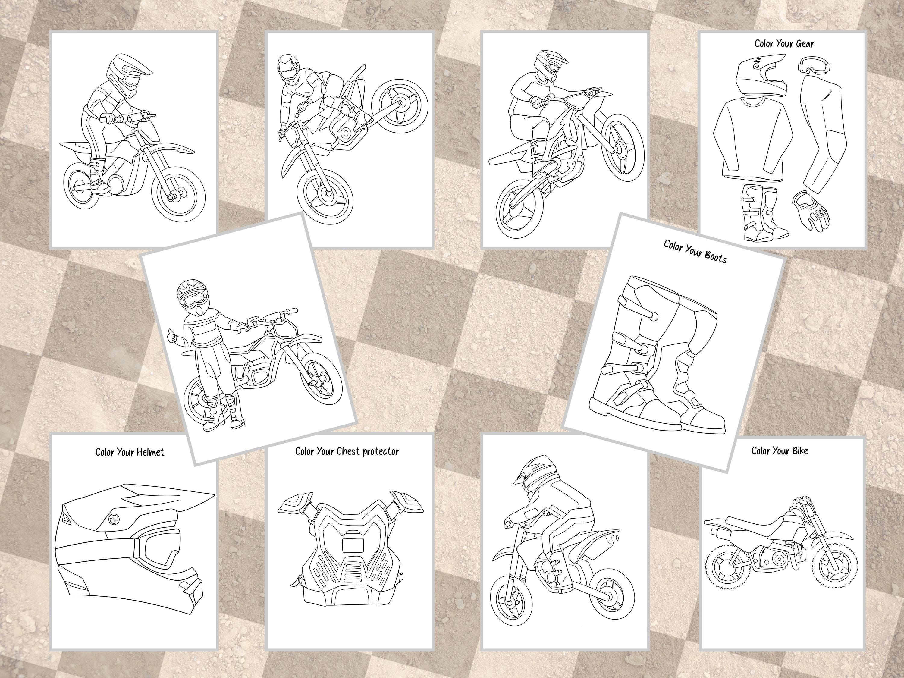 Dirt Bike Coloring Pages for Kids | Instant Download | Motocross ...