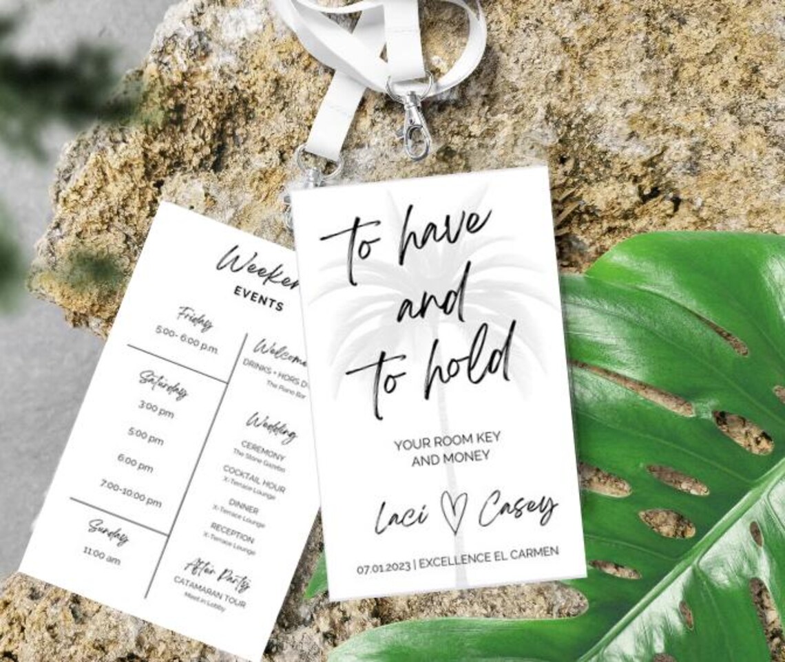 Destination Wedding to Have and to Hold Room Key Card Holder Timeline ...