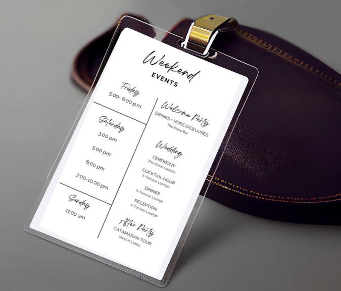 Destination Wedding to Have and to Hold Room Key Card Holder Timeline ...
