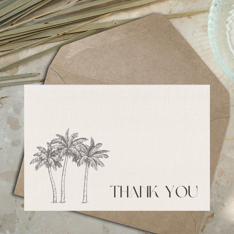 Thankyou Palm Tree Cards - Etsy