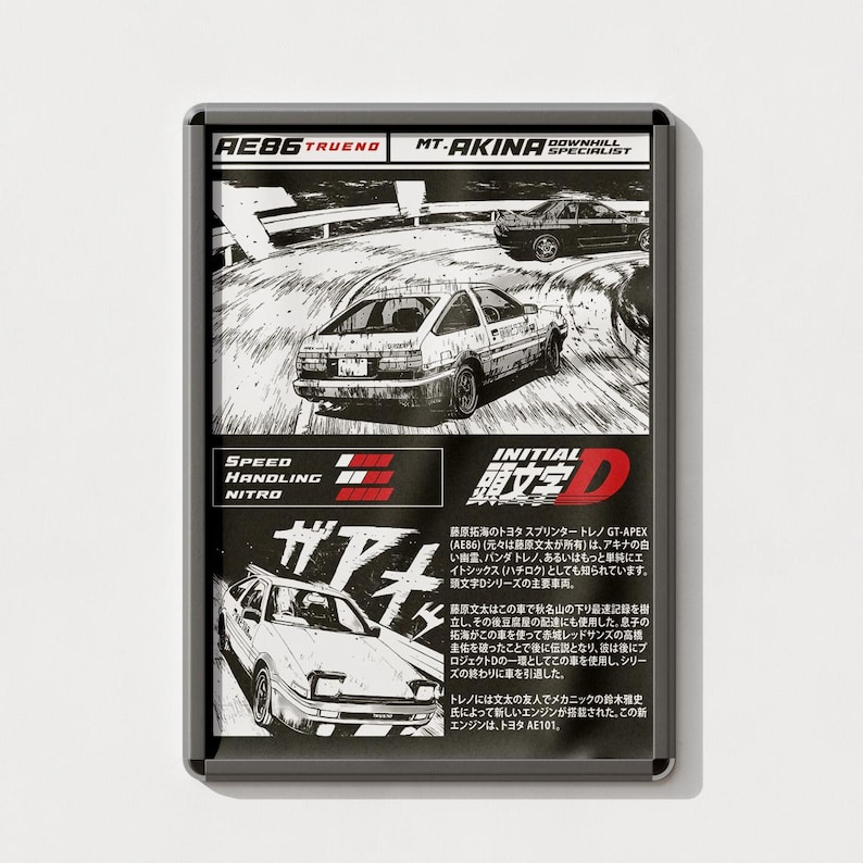 Initial D Digital Poster, AE86 Black, Wall Art Print, Anime Poster ...
