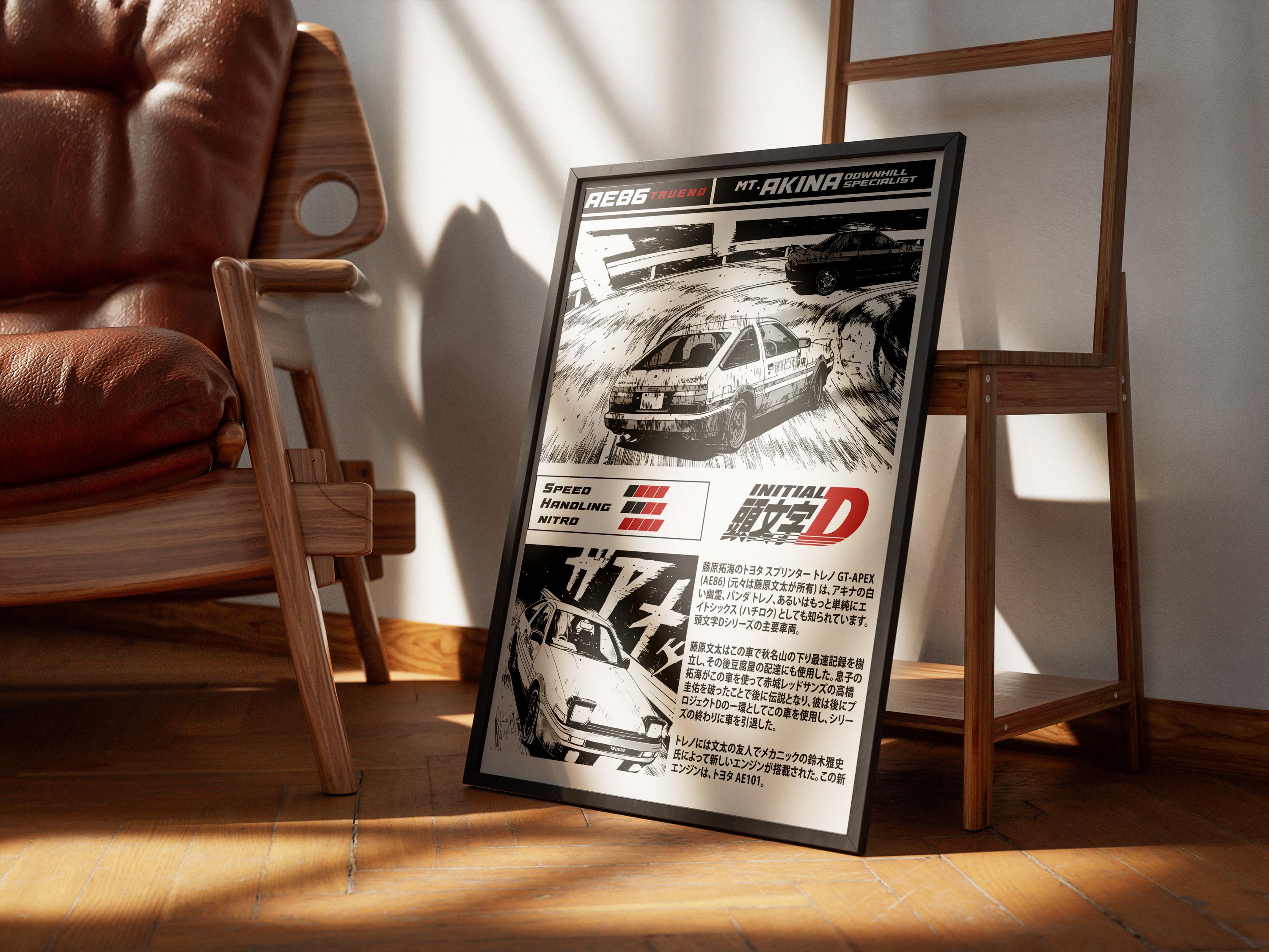 Initial D Posters, AE86, Toyota AE86, Trueno, Anime Poster, Wall Art ...