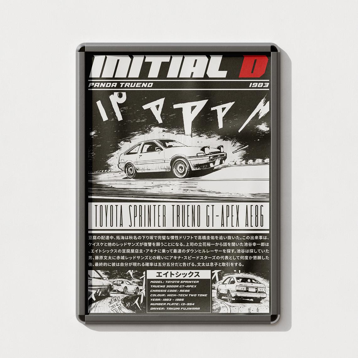 Initial D Posters, AE86 Black V2, Panda Trueno, Fujiwara Tofu Shop ...