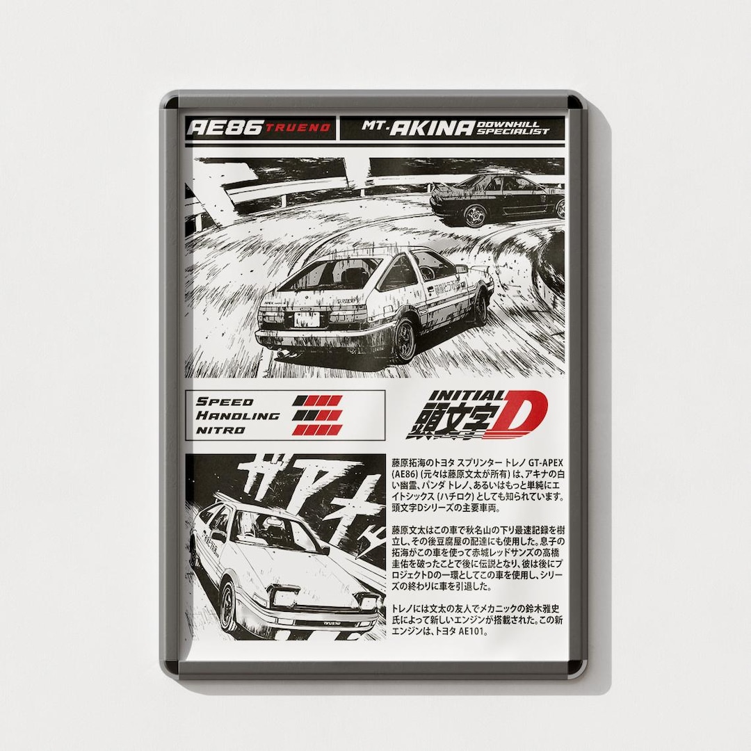 Initial D Posters, AE86, Toyota AE86, Trueno, Anime Poster, Wall Art ...
