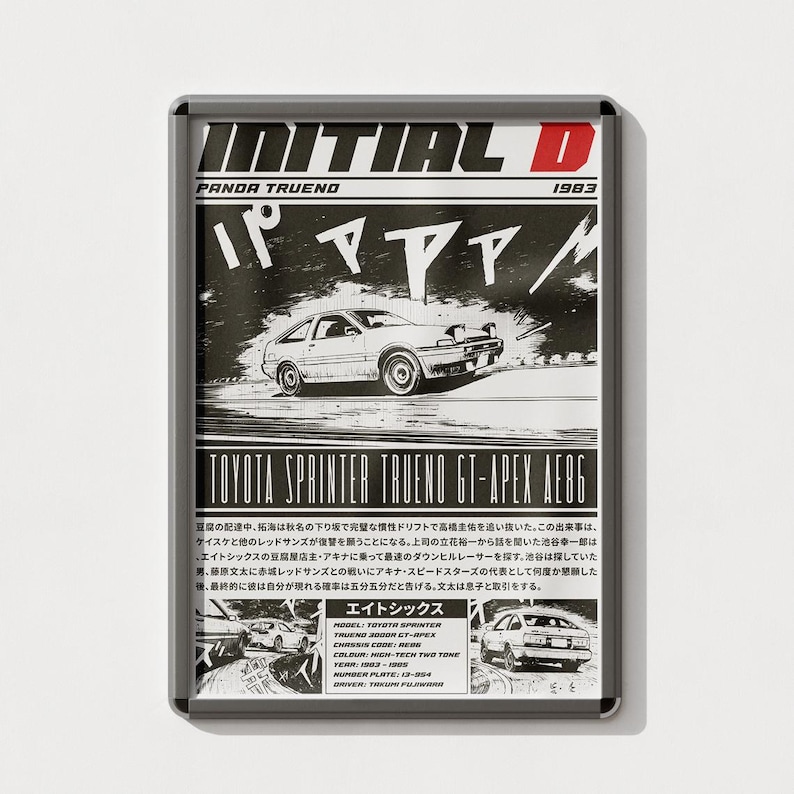 Initial D Posters, AE86 White V2, Panda Trueno, Fujiwara Tofu Shop ...