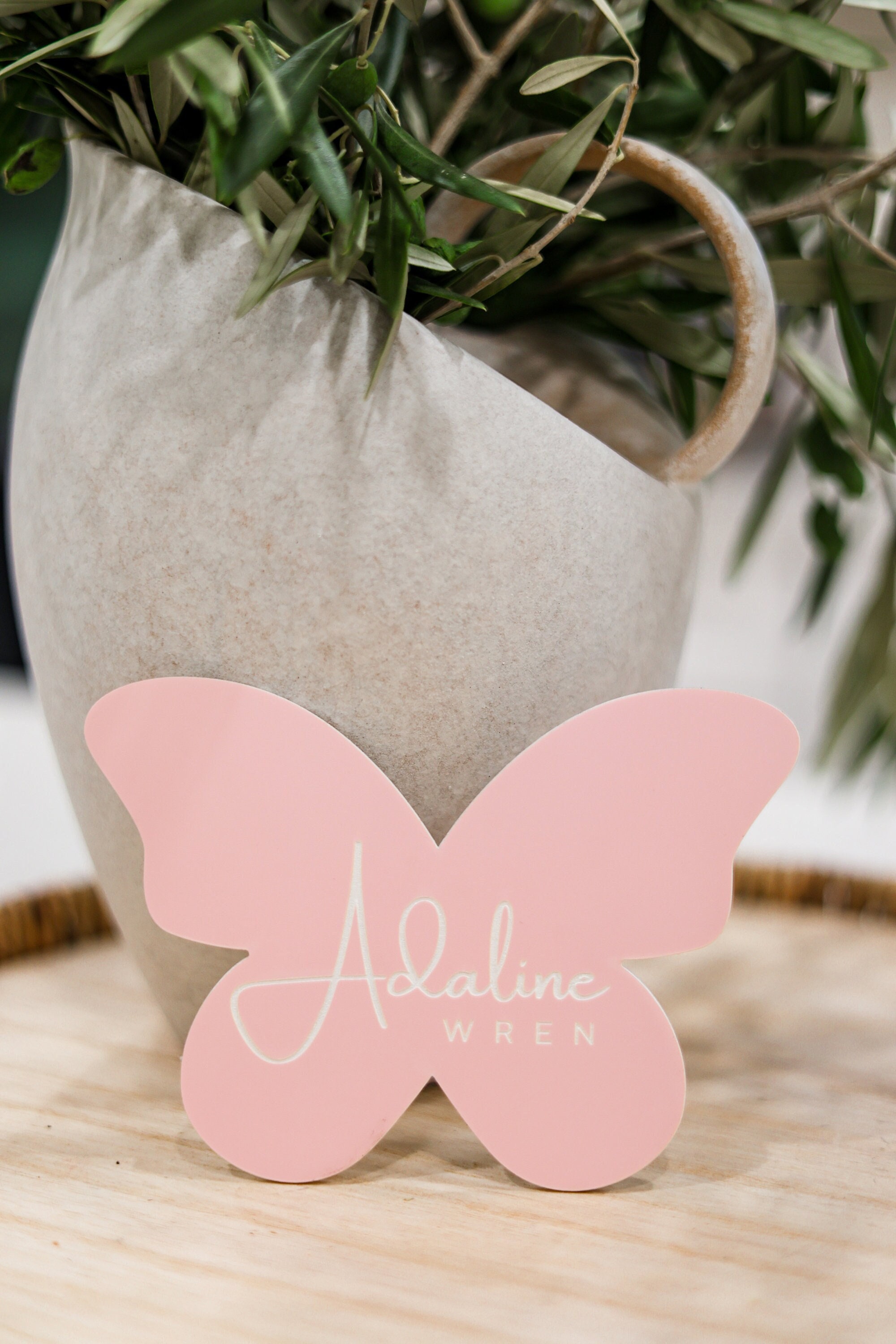 Baby Girl Pink Butterfly Name Sign,hospital Name Sign,name Announcement ...