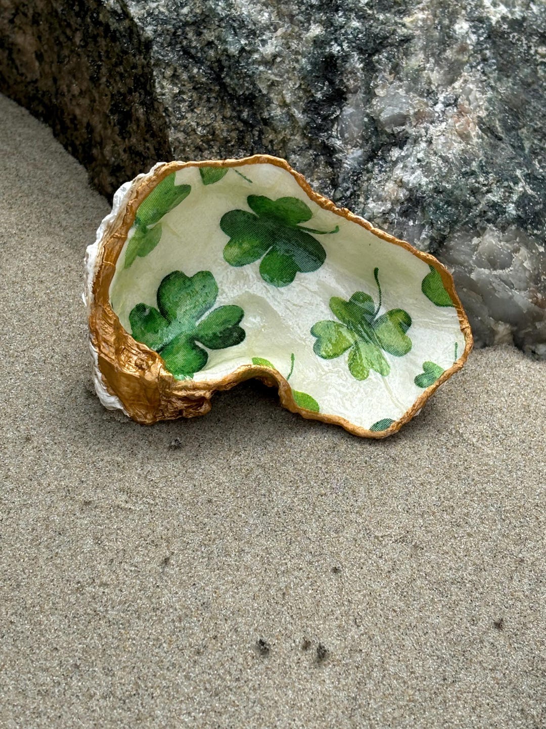 Green-themed Shamrock Green Oyster Shell Ring/trinket Dish; Party ...