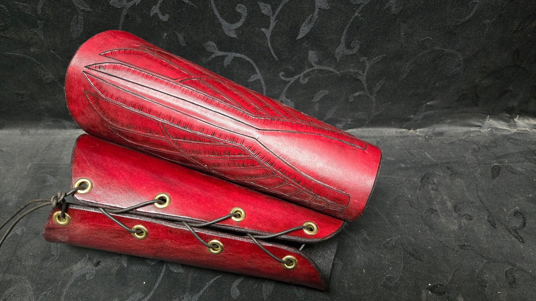 Leather Bracer With Hand Tooled Wings - Etsy