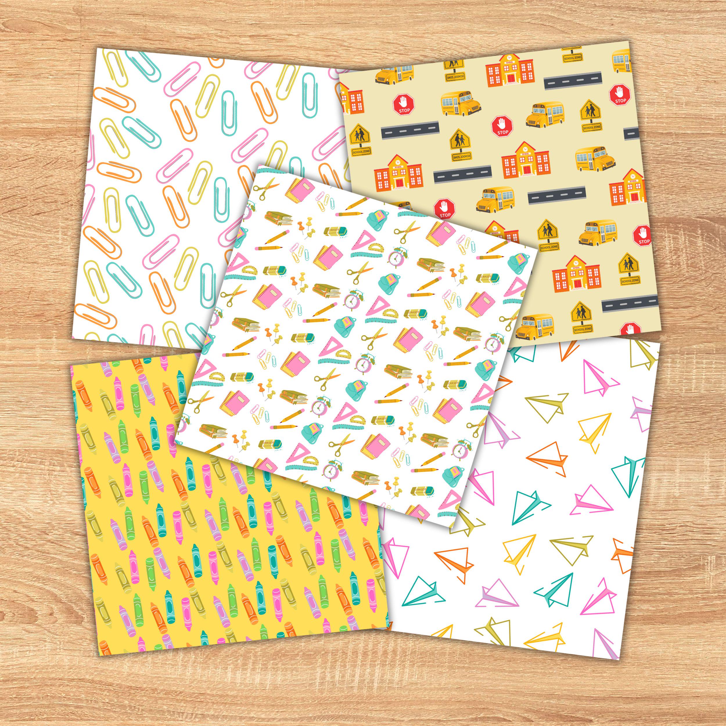 Back to School Digital Paper Seamless Pattern Background Teacher ...