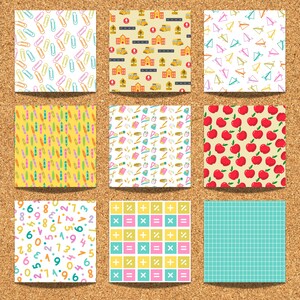 Back to School Digital Paper Seamless Pattern Background Teacher ...