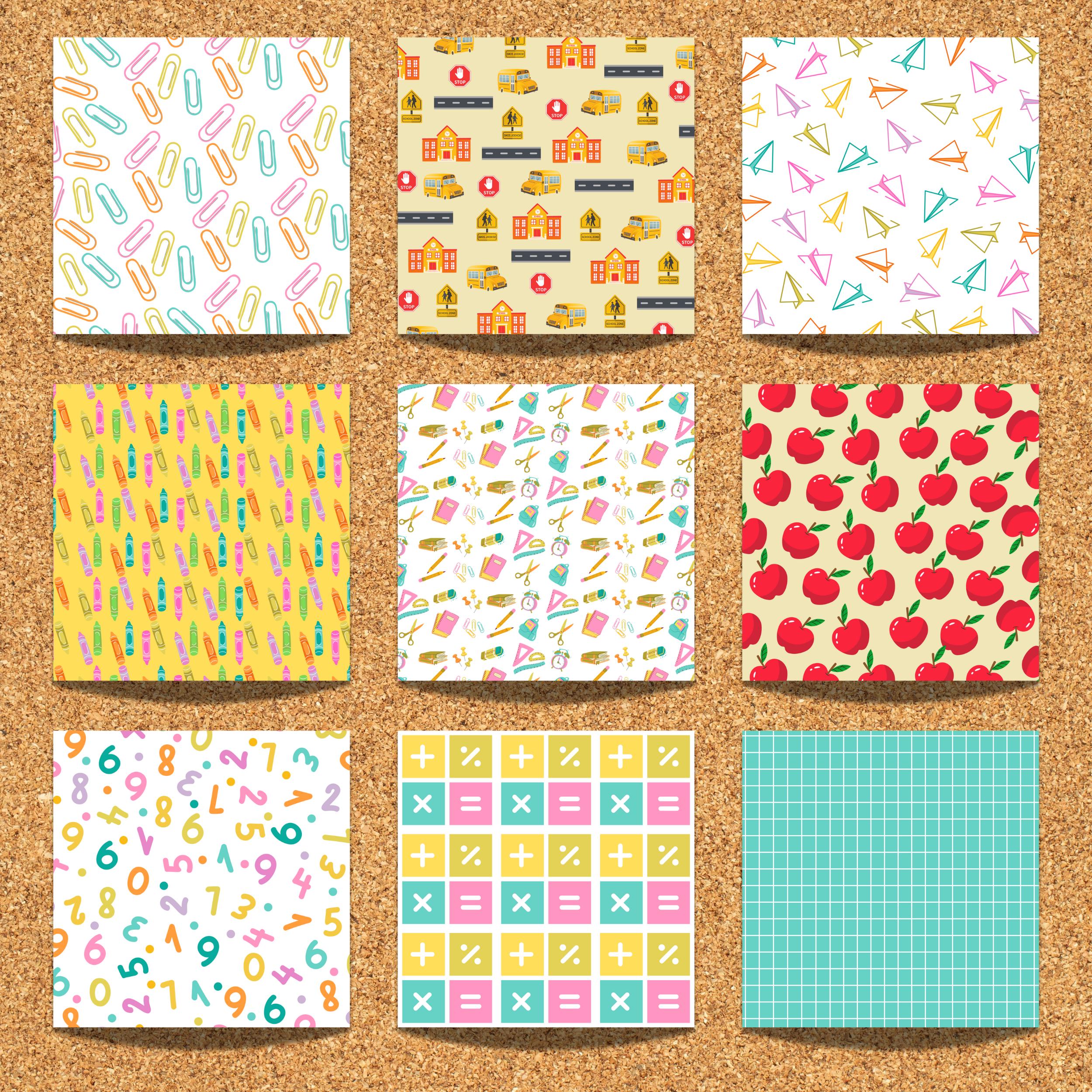 Back to School Digital Paper Seamless Pattern Background Teacher ...