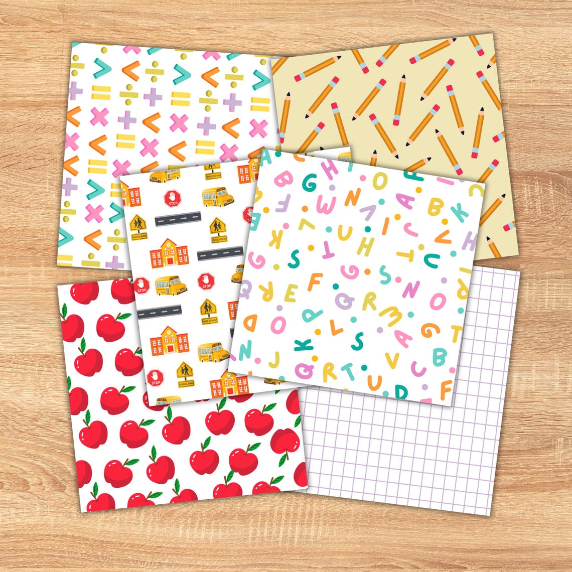 Back to School Digital Paper Seamless Pattern Background Teacher ...