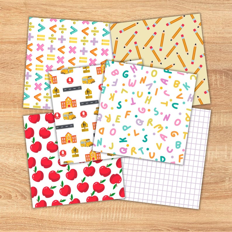 Back to School Digital Paper Seamless Pattern Background Teacher ...