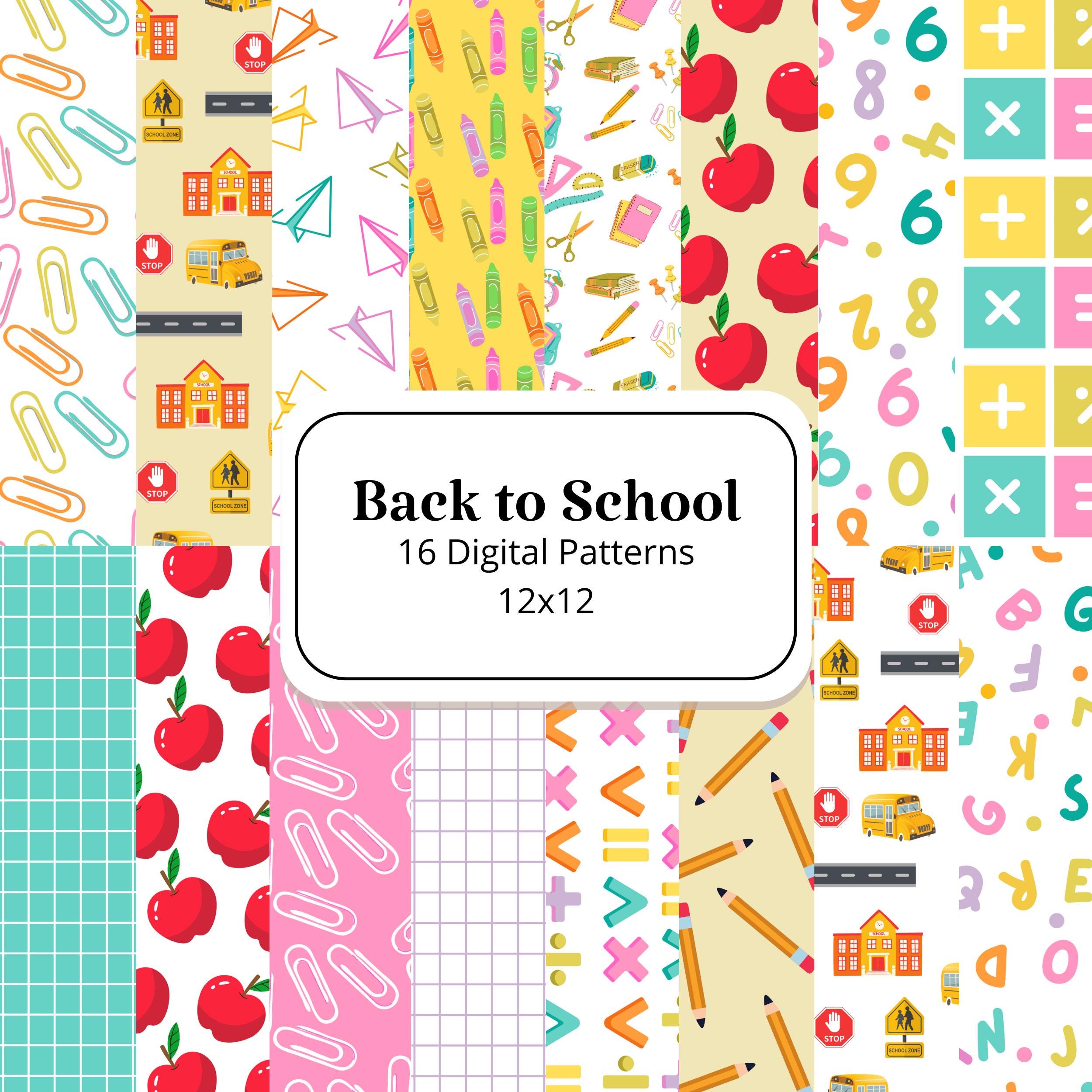 Back to School Digital Paper Seamless Pattern Background Teacher ...