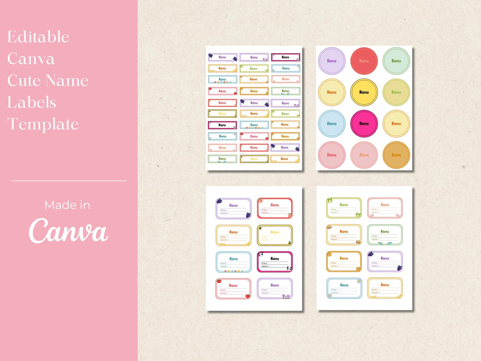 Cute Pastel School Supply Labels Name Labels for School Supplies School ...