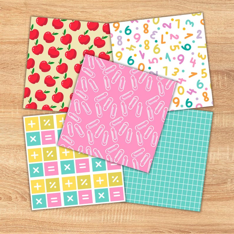 Back to School Digital Paper Seamless Pattern Background Teacher ...