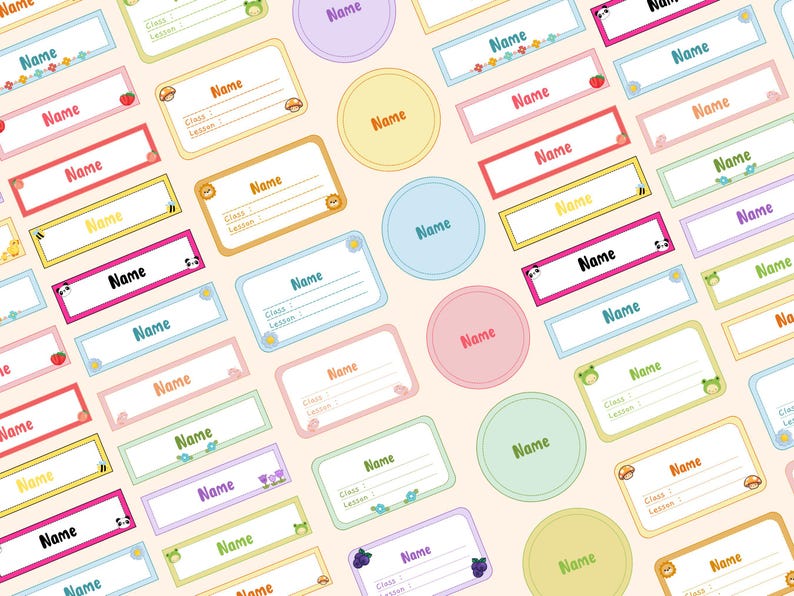 Cute Pastel School Supply Labels Name Labels for School Supplies School ...