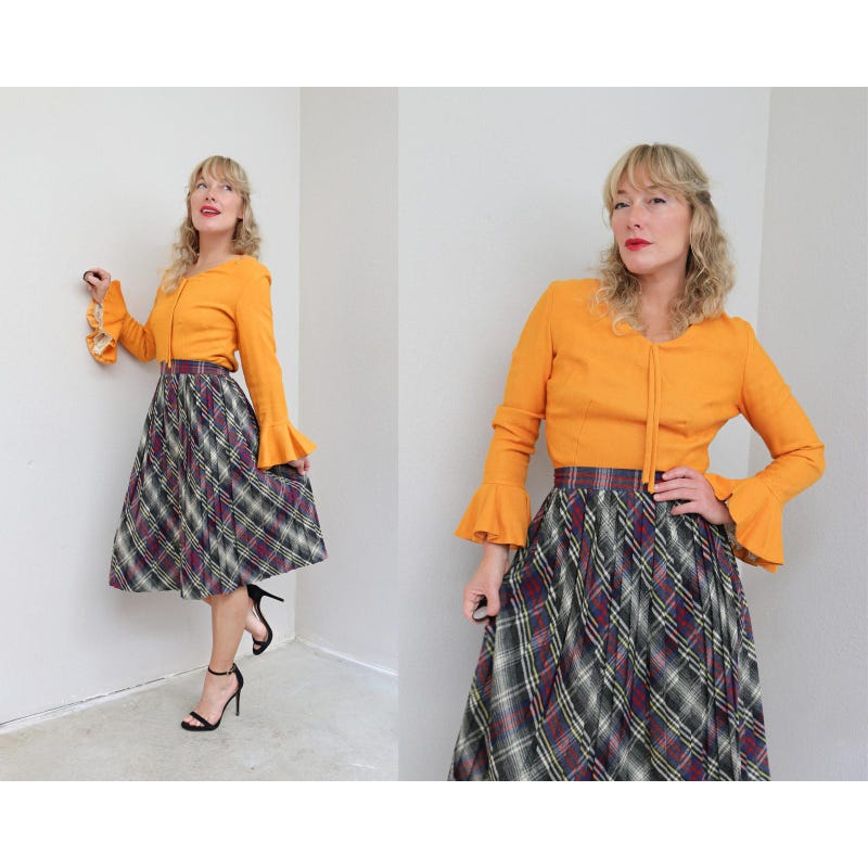 1940s Blue Plaid Skirt - Etsy