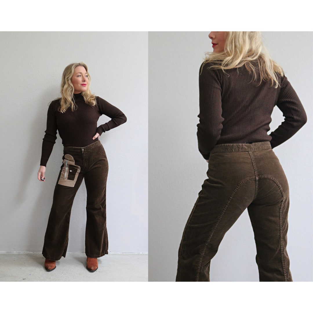 1970's Falmer Corduroy Zipper Pocket Bell Bottoms // Women's Size ...