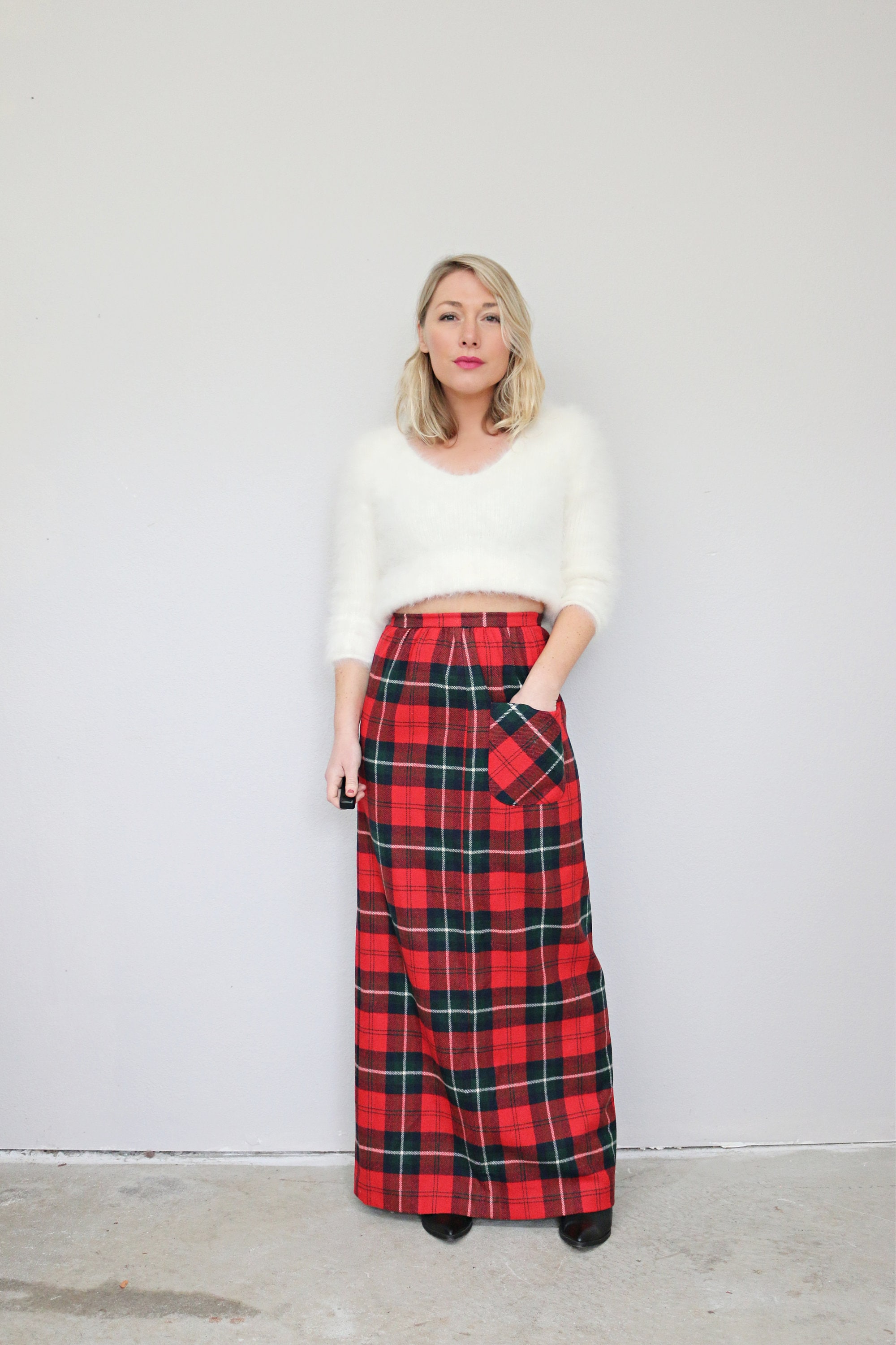 1970's Florence Walsh Plaid Skirt // Size Double Extra | Etsy