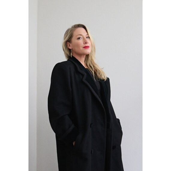 1990's Amanda Gail Wool & Velvet Overcoat // Women's … - Gem